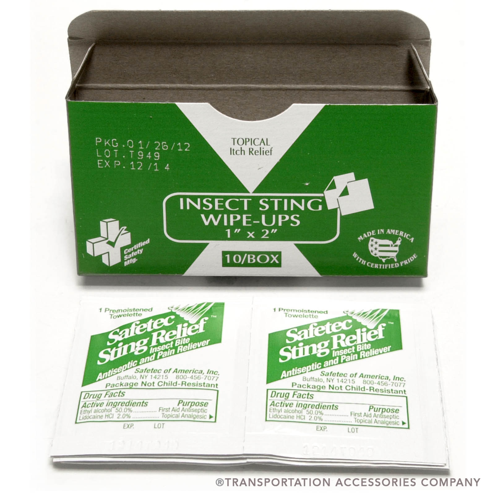 213-014 Insect Sting Relief Wipes (10/Box)