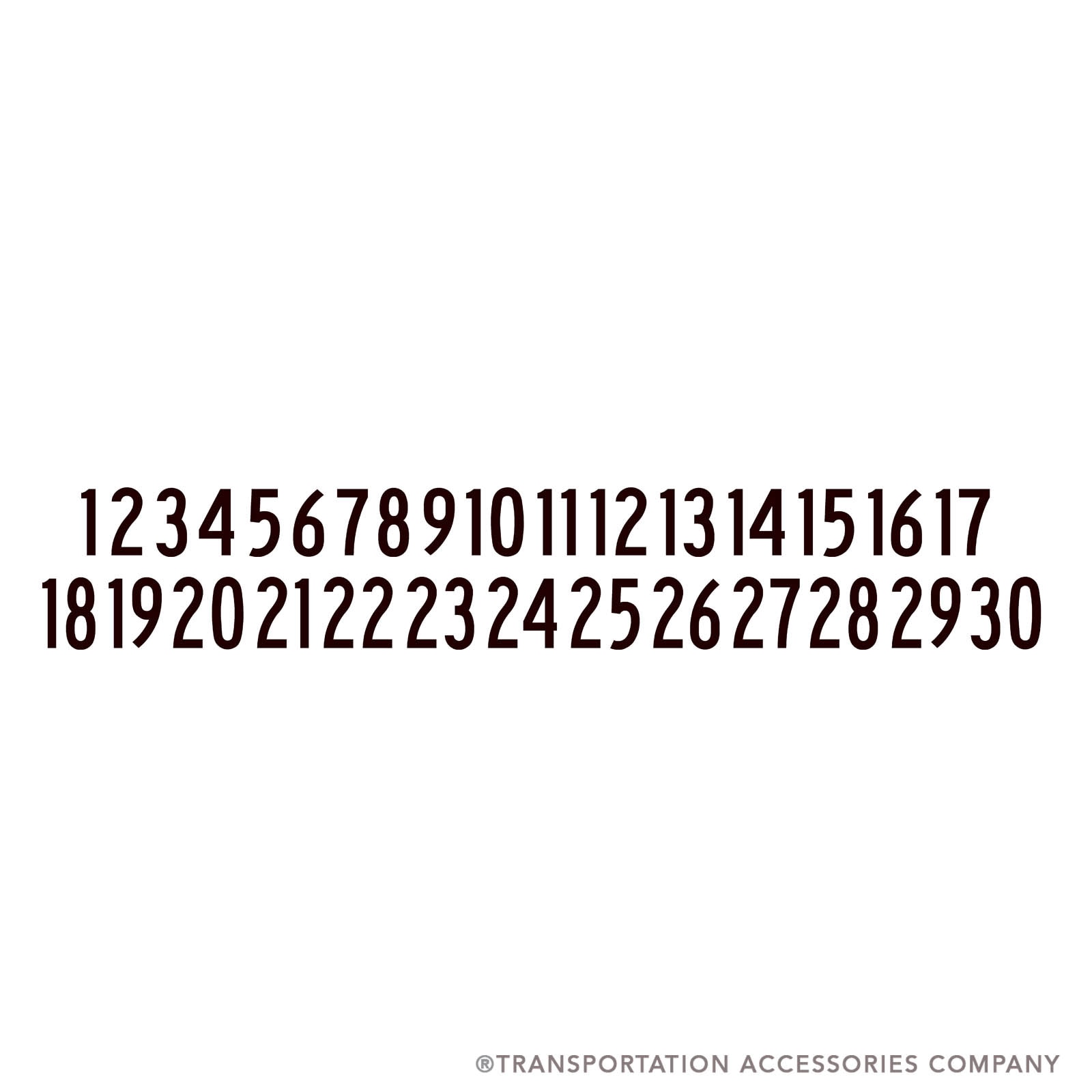 NS2-1-30 2" Tall Decal Number Set 1-30