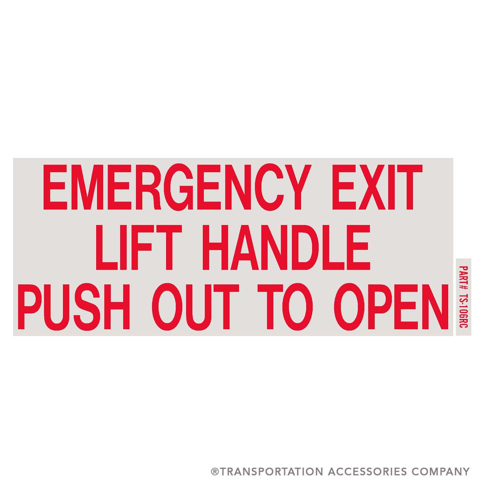 TS-106RC Emergency Window Decal Red on Clear
