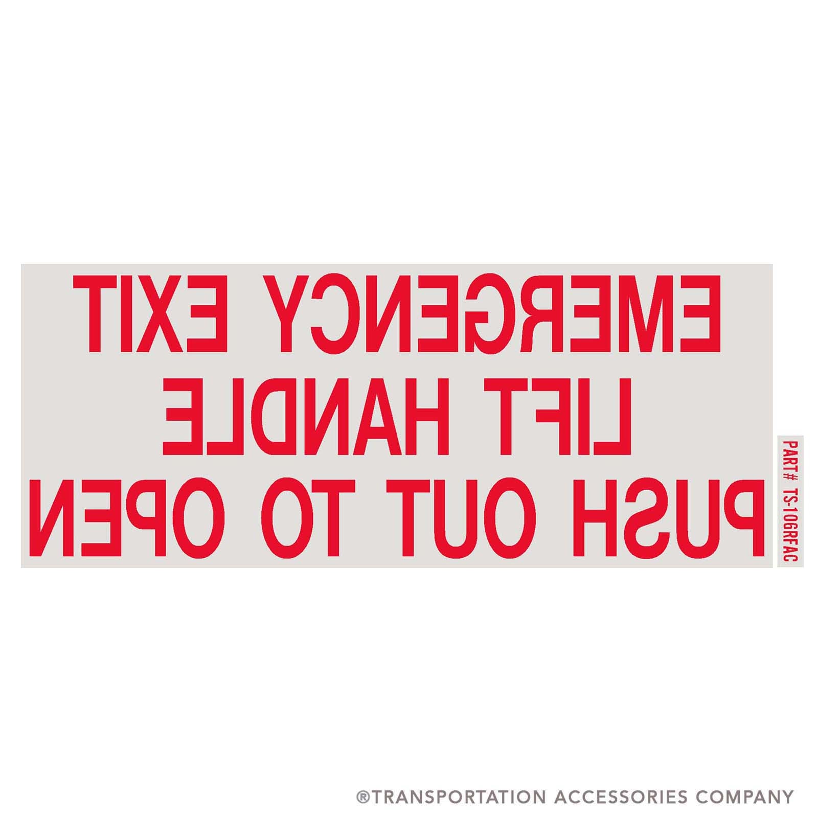 TS-106RFAC Emergency Window Decal