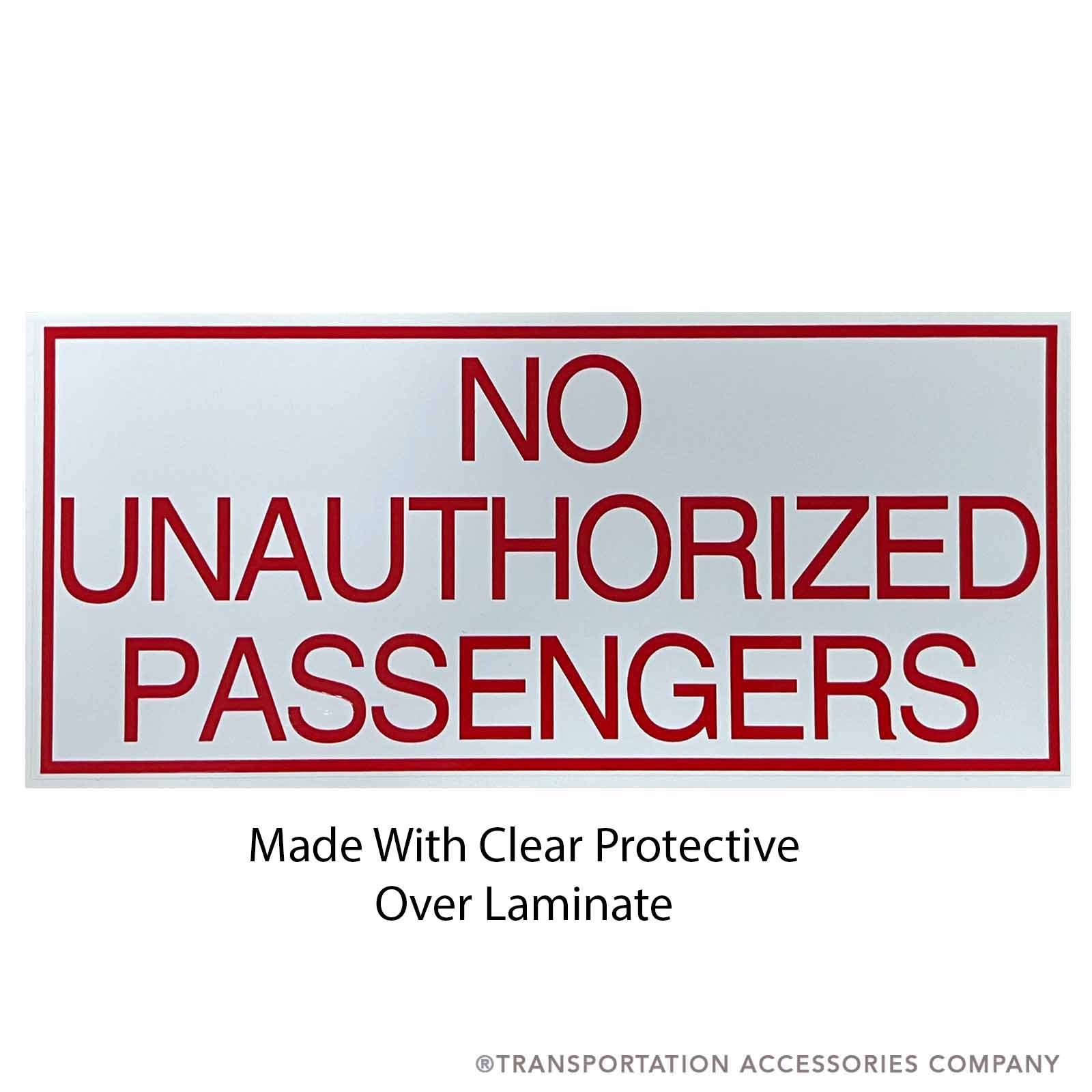 TS-238 Decal NO UNAUTHORIZED PASSENGERS